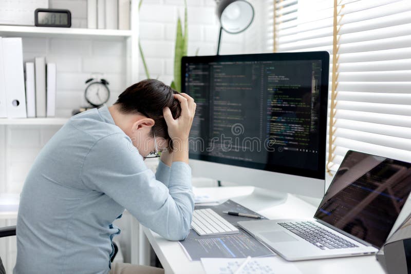 Professional Development Programmers are Stress Over Failed Jobs Stock ...