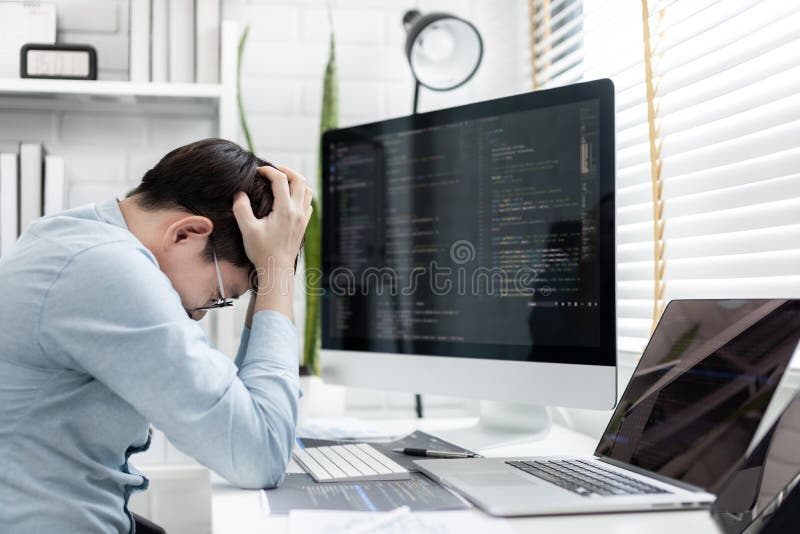 Professional Development Programmers are Stress Over Failed Jobs Stock ...