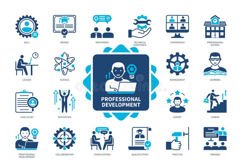 Professional Development Solid Icon Set Stock Illustration ...