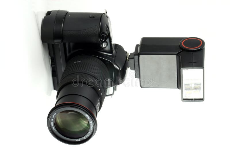 Professional Digital Camera Stock Image - Image of flash, photographer ...