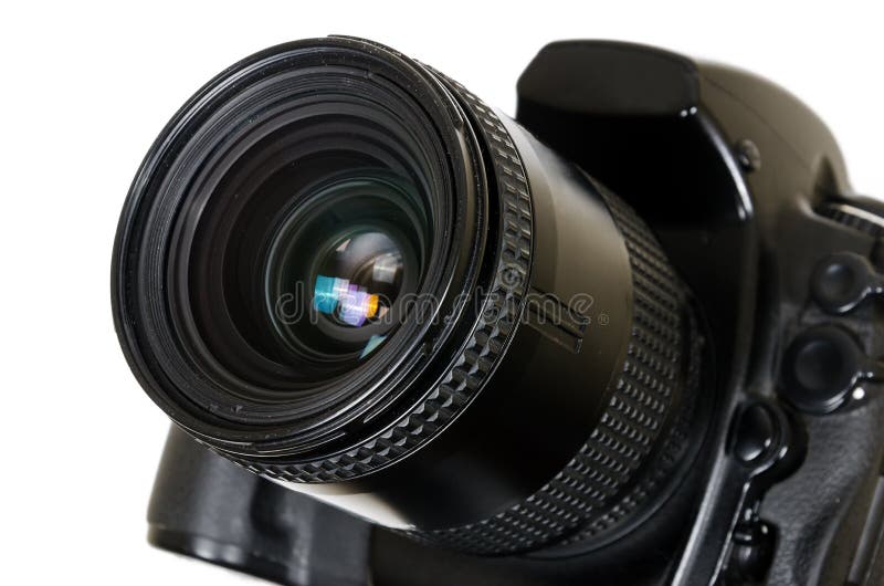 Professional Digital Camera with Blank Screen on White Background Stock ...