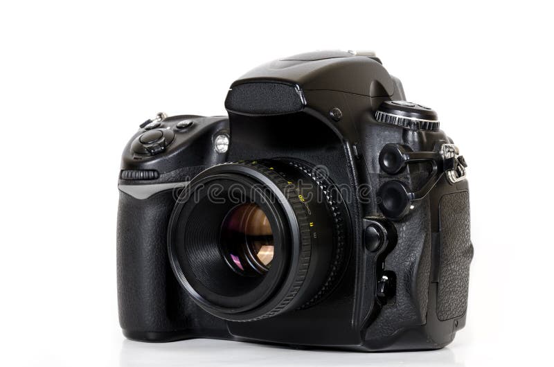 Professional Digital Camera with Blank Screen on White Background Stock ...