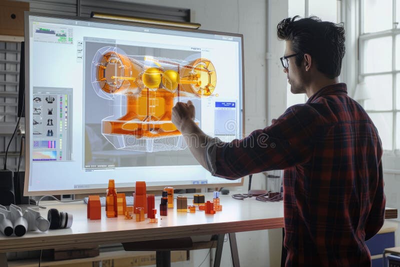 Professional Digital Engineer Using AI and Holographic To Design Product. AIG42. Stock ...