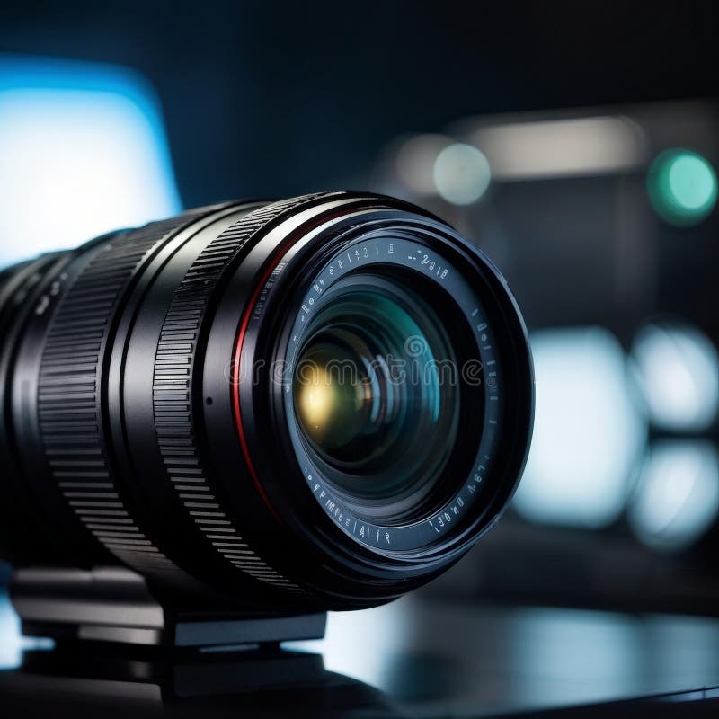 Professional Digital Lens with Camera Stock Photo - Image of black ...