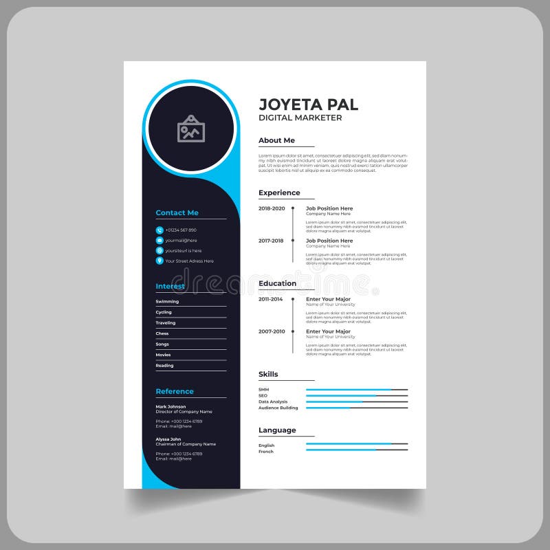 Digital Marketer Cv or Resume Template in Eps Stock Vector ...