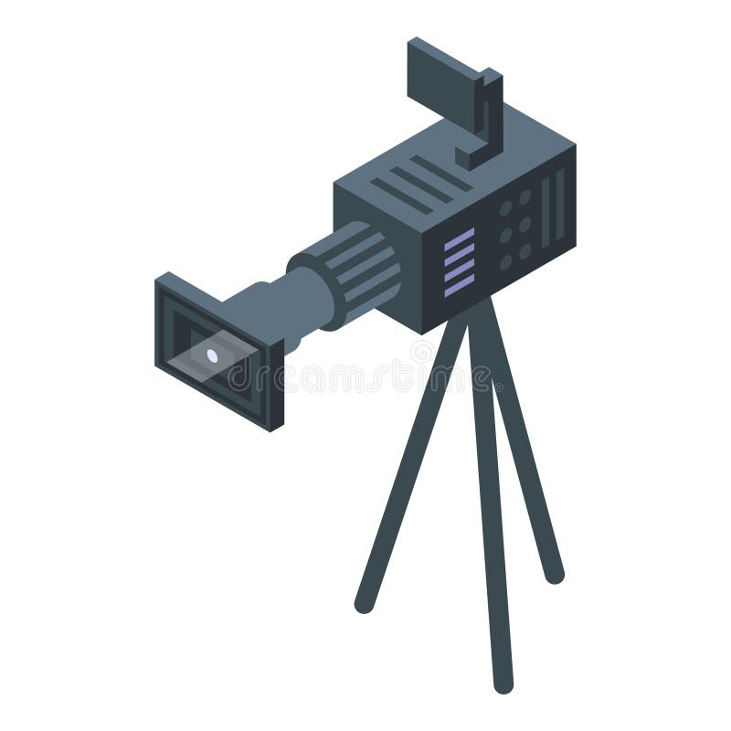 Professional Digital Video Camera Recording on Tripod Isometric View ...