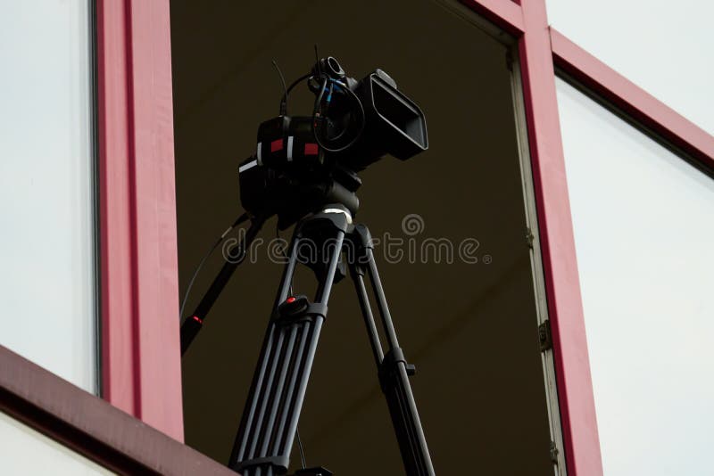 Professional Digital Video Camera Set on a Tripod. Stock Photo - Image ...
