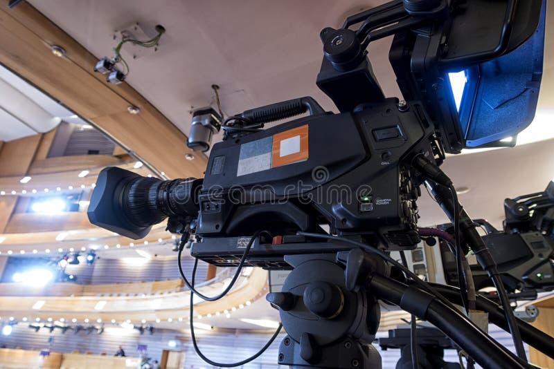Professional Digital Video Camera. Stock Image - Image of conference ...
