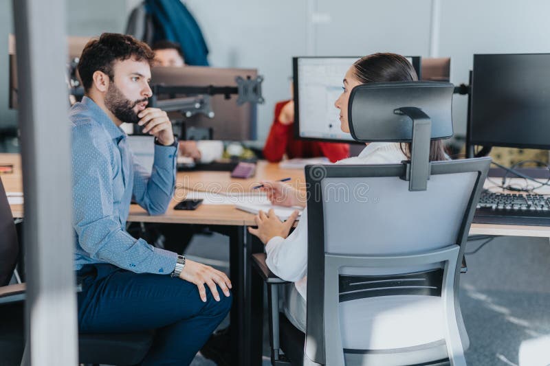 Professional Discussion between Diverse Colleagues in Modern Office ...