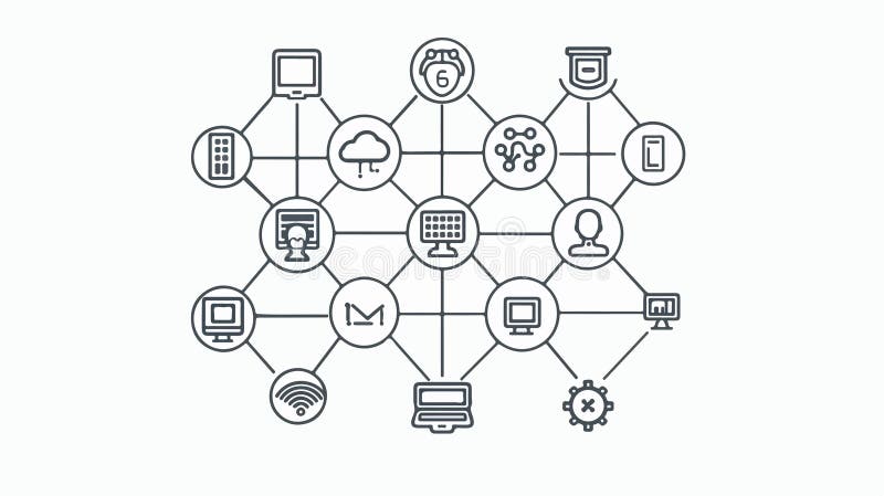 Professional Distributed Network Outline Icons Vector Illustration ...