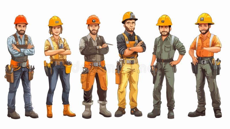 Professional Diverse Construction Engineers Team with Tools Stock ...