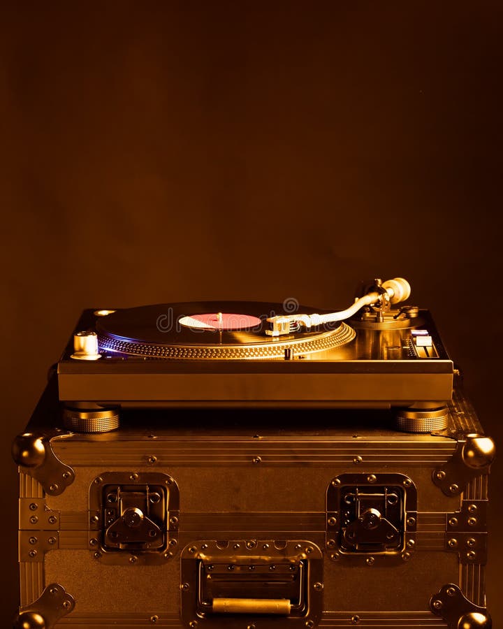 Professional Dj Turntable on Flight Case, Dark Background Stock Image ...