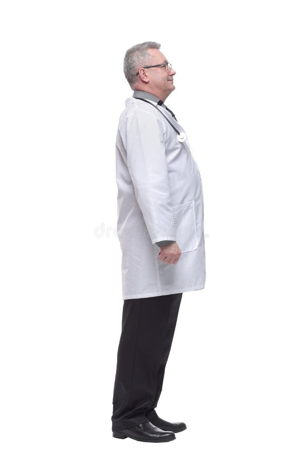 Professional Doctor with Stethoscope and Wearing Glasses in a Side View ...