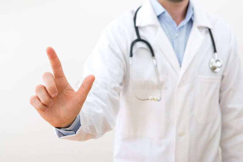 Professional Doctor Touching a Touchscreen Interface Stock Image ... Professional Doctor Touching a Touchscreen Interface Stock Image ...