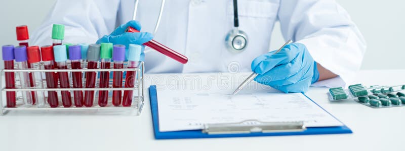 Professional Doctors Perform Tests from Samples of Blood Tests To ...