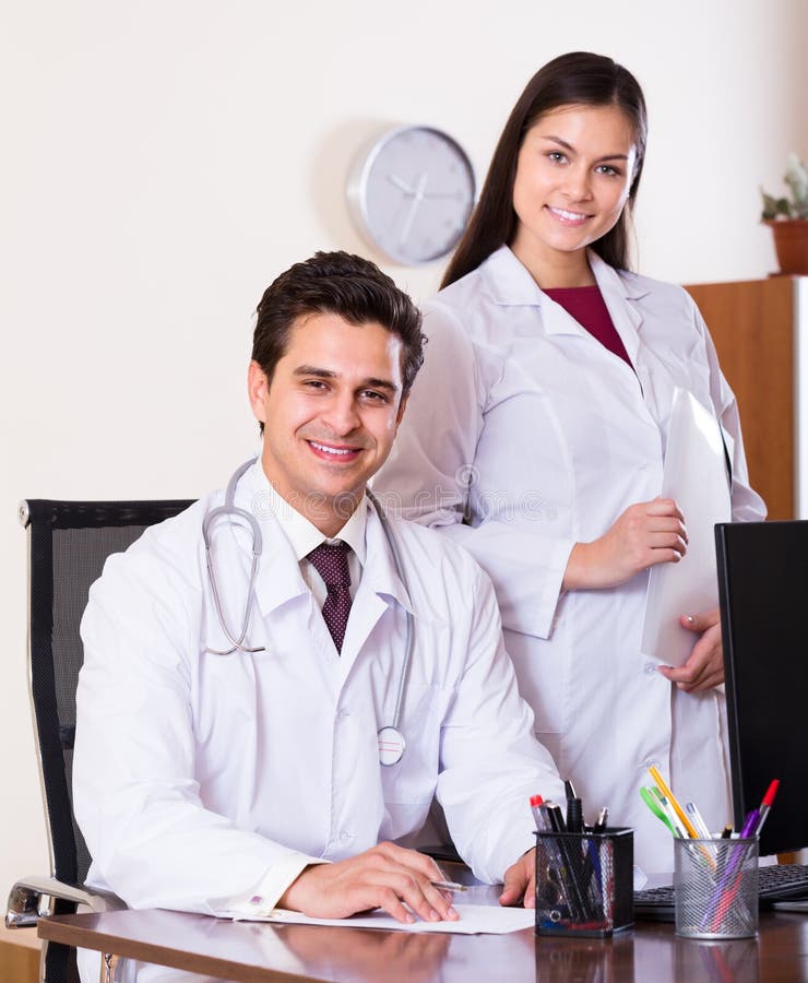 Two Professional Doctors Brainstorming and Sharing Information Stock ...