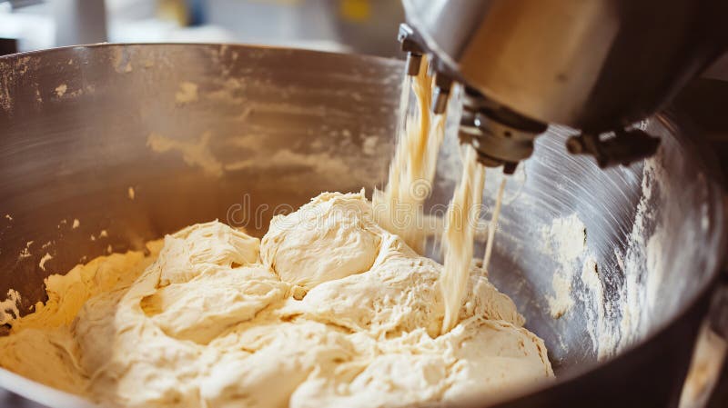 Professional Dough Preparation for Breadmaking Process Inside a Knead ...