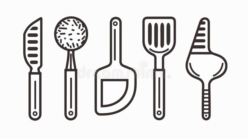 Professional Dough Scraper Outline Icons Vector Illustration Stock ...