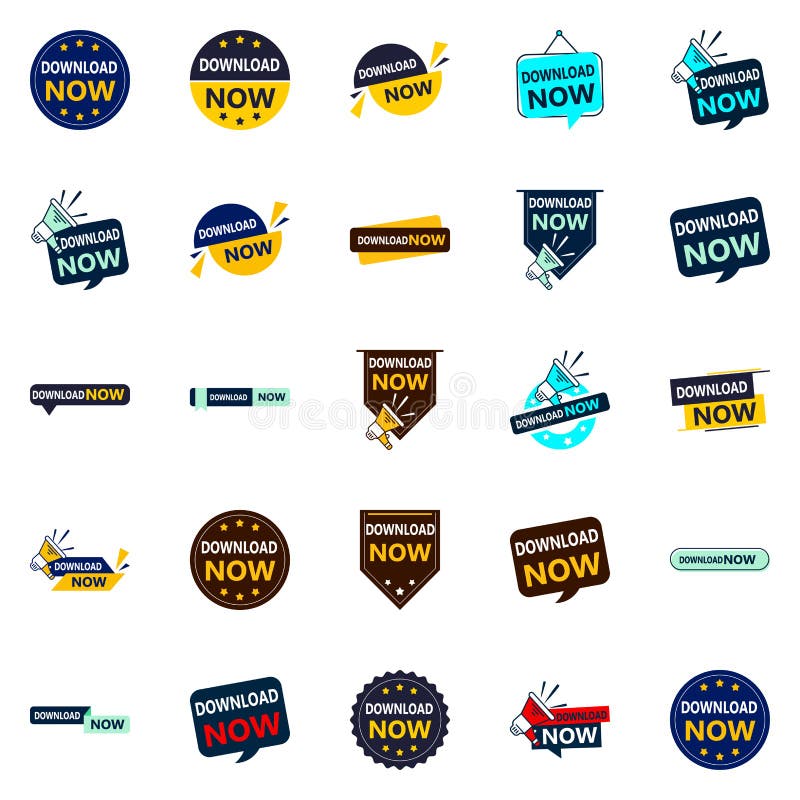 25 Professional Download Now Sign Templates Stock Vector - Illustration ...