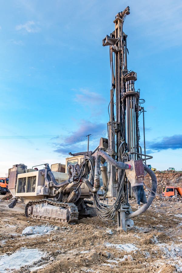 Professional Drilling Rig Doing a Geotechnical Study of the Terrain ...