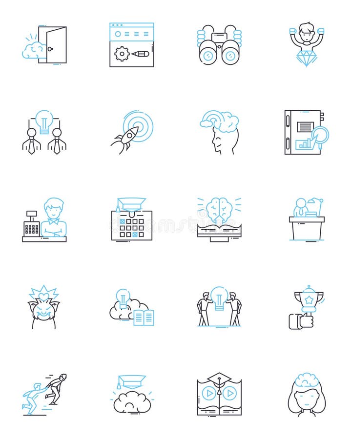Professional Drive Linear Icons Set. Ambition, Motivation, Perseverance ...