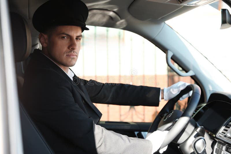 Professional Driver in Car. Chauffeur Service Stock Photo - Image of ...
