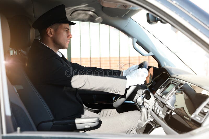 Professional Driver in Car. Chauffeur Service Stock Photo - Image of ...