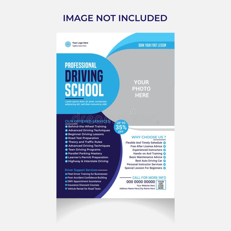 Driving School Flyer Design Template Stock Vector - Illustration of ...