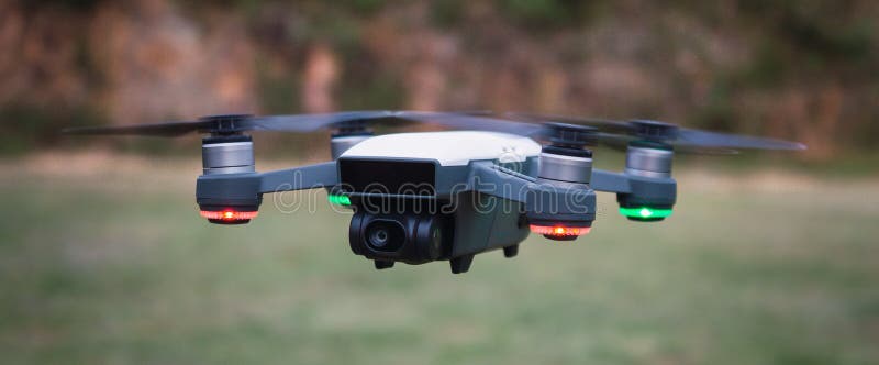 Professional Drone with Camera Flying Stock Photo - Image of global ...