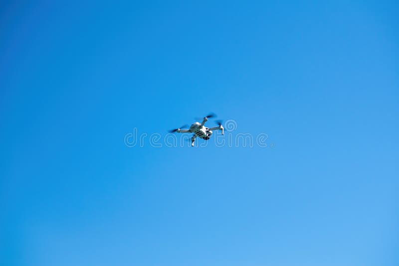 Professional Drone Equipped with 4K Video Camera Flying in Sky. Stock ...