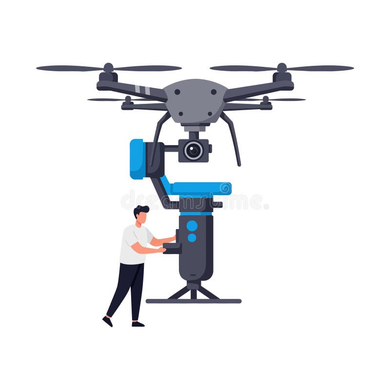 Professional Drone with Gimbal Camera and Operator Controlling Device ...