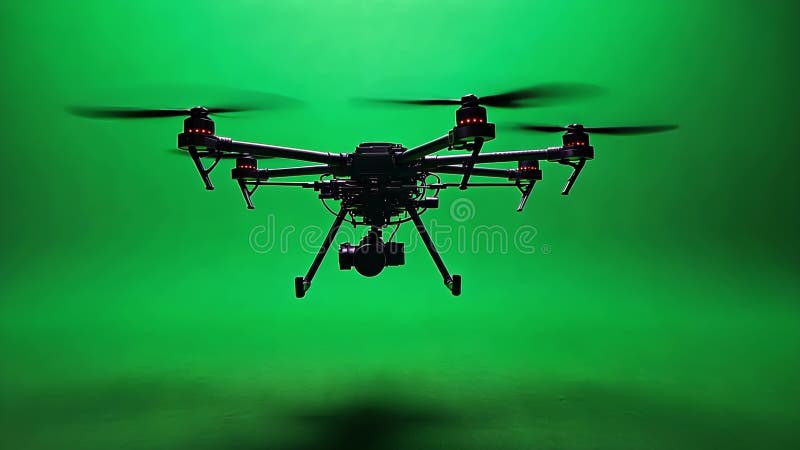 Hovering Drone Outside of Apartment Building in the City at Night Stock ...