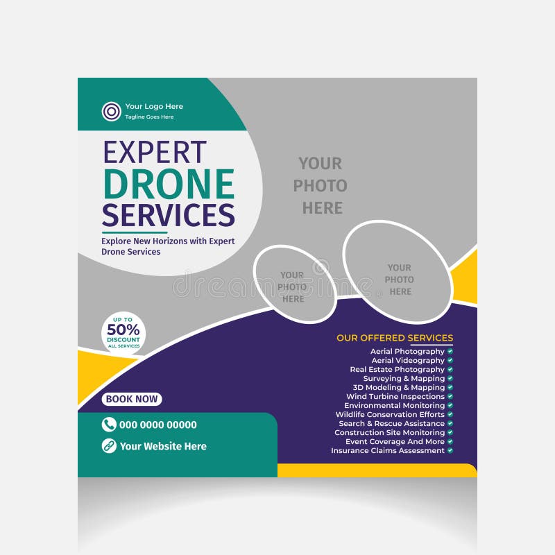 Pro Cam Drone Service Poster Drone Social Media Post and Flyer Stock ...