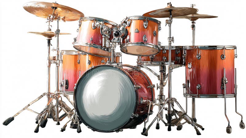 Professional Drum Kit Clipart: Percussion Instrument for Music Concepts ...