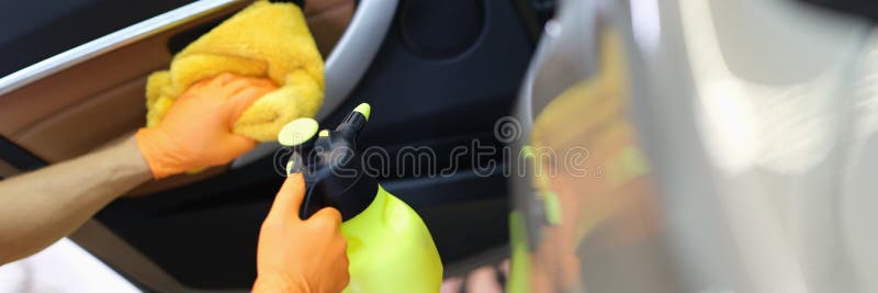 Professional Dry Cleaning of Car Interior and Doors Closeup Stock Image ... Professional Dry Cleaning of Car Interior and Doors Closeup Stock Image ...