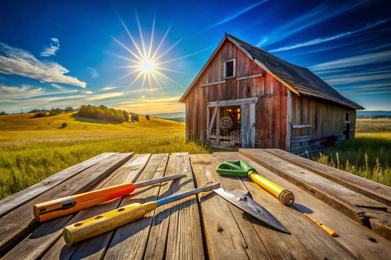 Professional Drywall Tools Ready for a Rustic Barn Project a ...