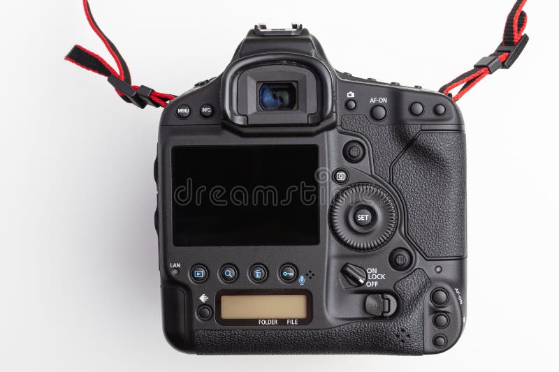 Professional DSLR Camera Back View Stock Photo - Image of settings ...