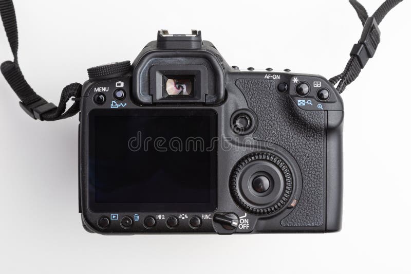 Professional DSLR Camera Back View Stock Photo - Image of capture ...