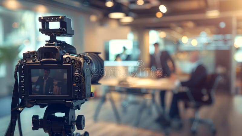 Professional DSLR Camera Set Up in a Modern Office Space Ready for a ...