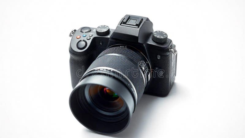 Professional DSLR Camera on White Background Stock Photo - Image of ...