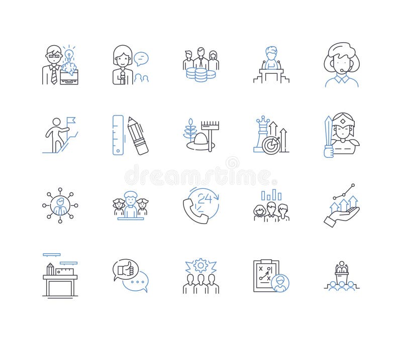 Professional Duties Line Icons Collection. Accountability, Integrity ...