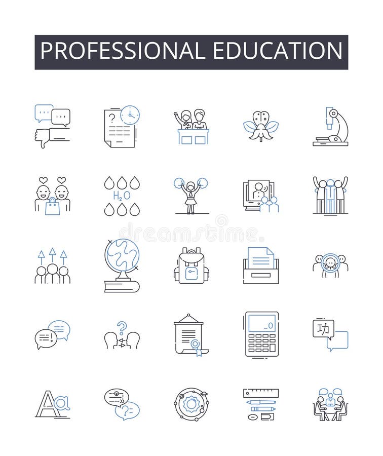 Professional Education Line Icons Collection. Higher Learning, Expert ... Professional Education Line Icons Collection. Higher Learning, Expert ...