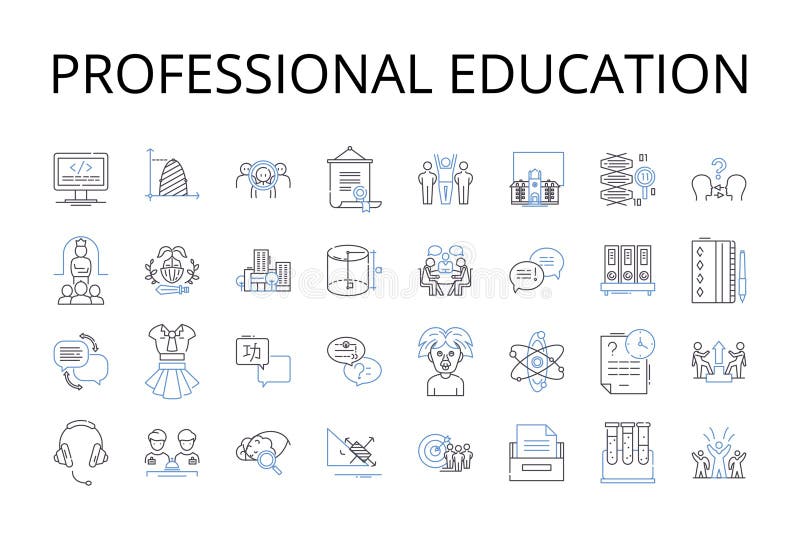 Professional Education Line Icons Collection. Higher Learning, Expert ...