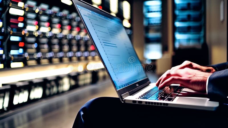A Professional Efficiently Types on a Sleek Laptop, Surrounded by ...
