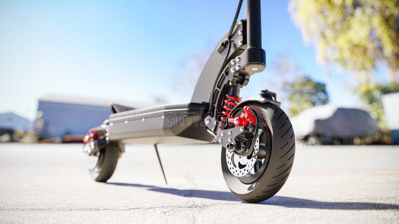 Professional Electric Scooter with Suspension System - Standing in an ...