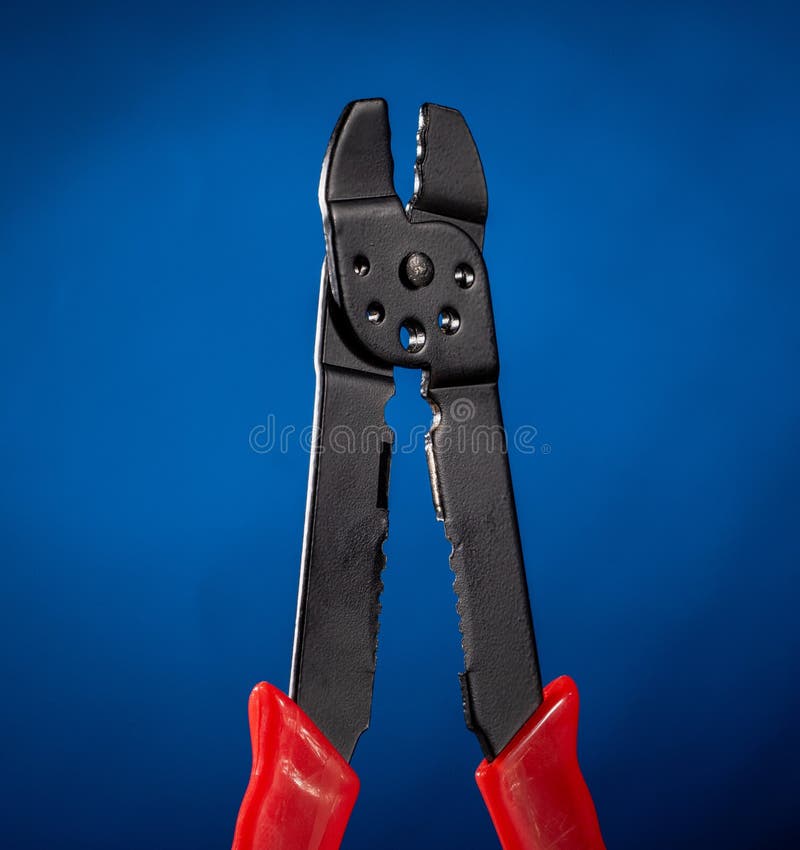 Professional Electrical Cable Crimping Pliers on Vibrant Blue Gradient ...