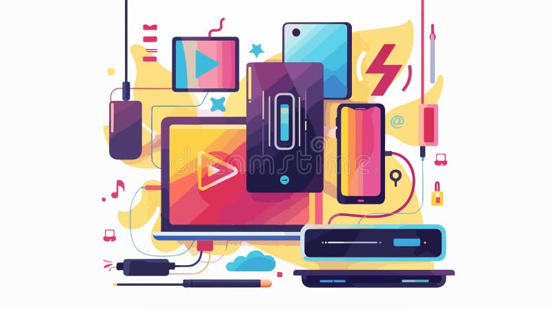 Professional Electronic Device Usage and Charging Abstract Concept ...