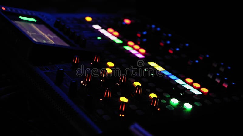 Illuminated Buttons Controls on Professional Electronic Mixing Console ...