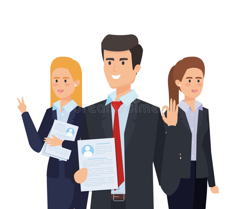 Professional Elegant Businesspeople with Executive Documents Stock ...