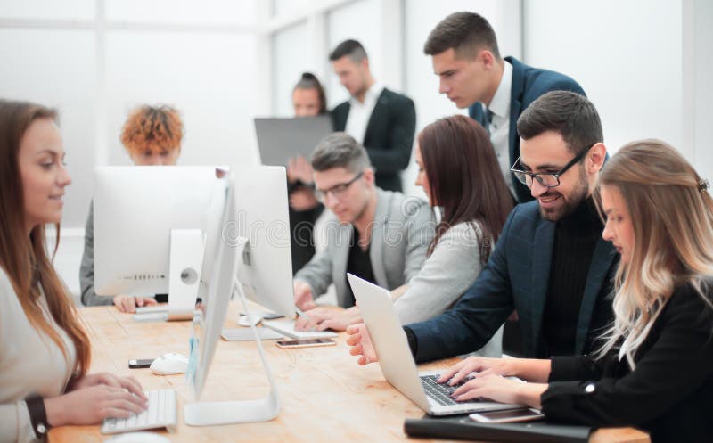 Professional Employees Work on Computers in a Modern Office Stock Image ...